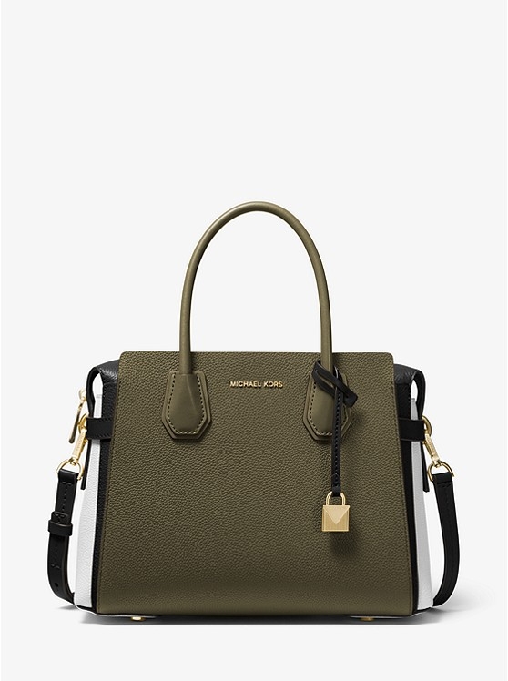 마이클 코어스 50% 세일!!!Mercer Medium Tri-Color Pebbled Leather Belted Satchel ...