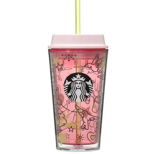 [사전예약][국내배송] 2021년 일본스타벅스 25주년 기념 MD 2탄 :: 5. 콜드 컵 텀블러 라인 아트 핑크 473ml | 상품 상세 | 크로켓