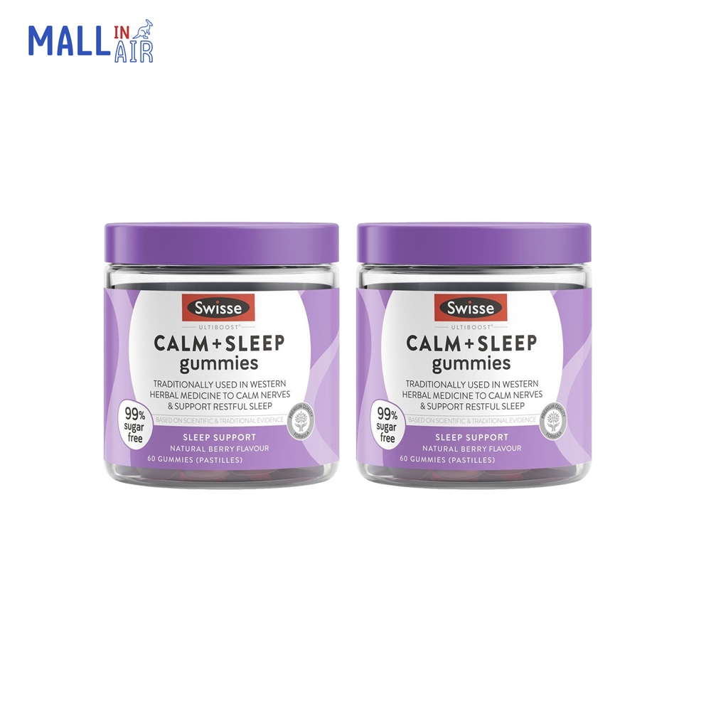 호주 스위스 Swisse 캄 앤 슬립 Calm & Sleep 99% 무설탕 천연 베리맛 젤리 60정 숙면 도움 2개 묶음 무료 ...