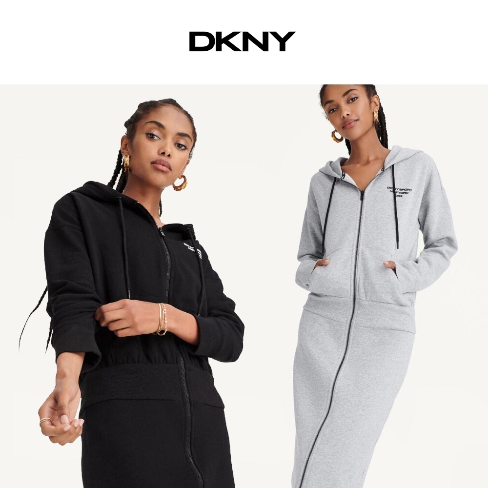 30% 할인🔥 DKNY 1989 로고 후드 원피스 LOGO ZIP FRONT HOODED DRESS | 상품 상세 | 크로켓