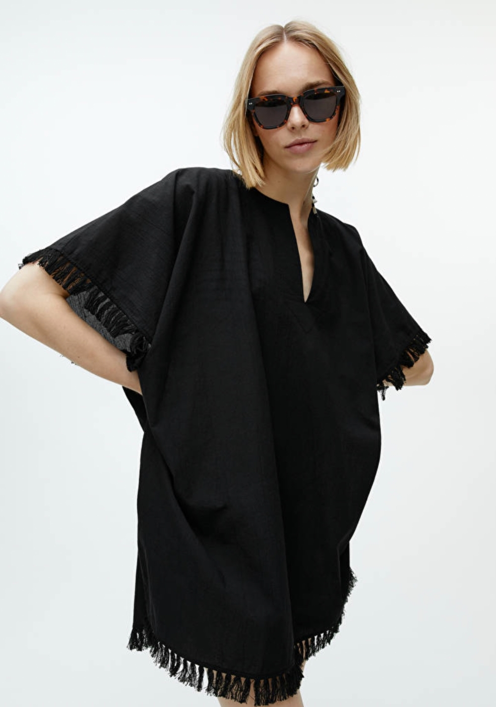 ARKET 아르켓 여자 FRINGED BEACH THROW-ON 블랙 1091776-002 | 상품 상세 | 크로켓