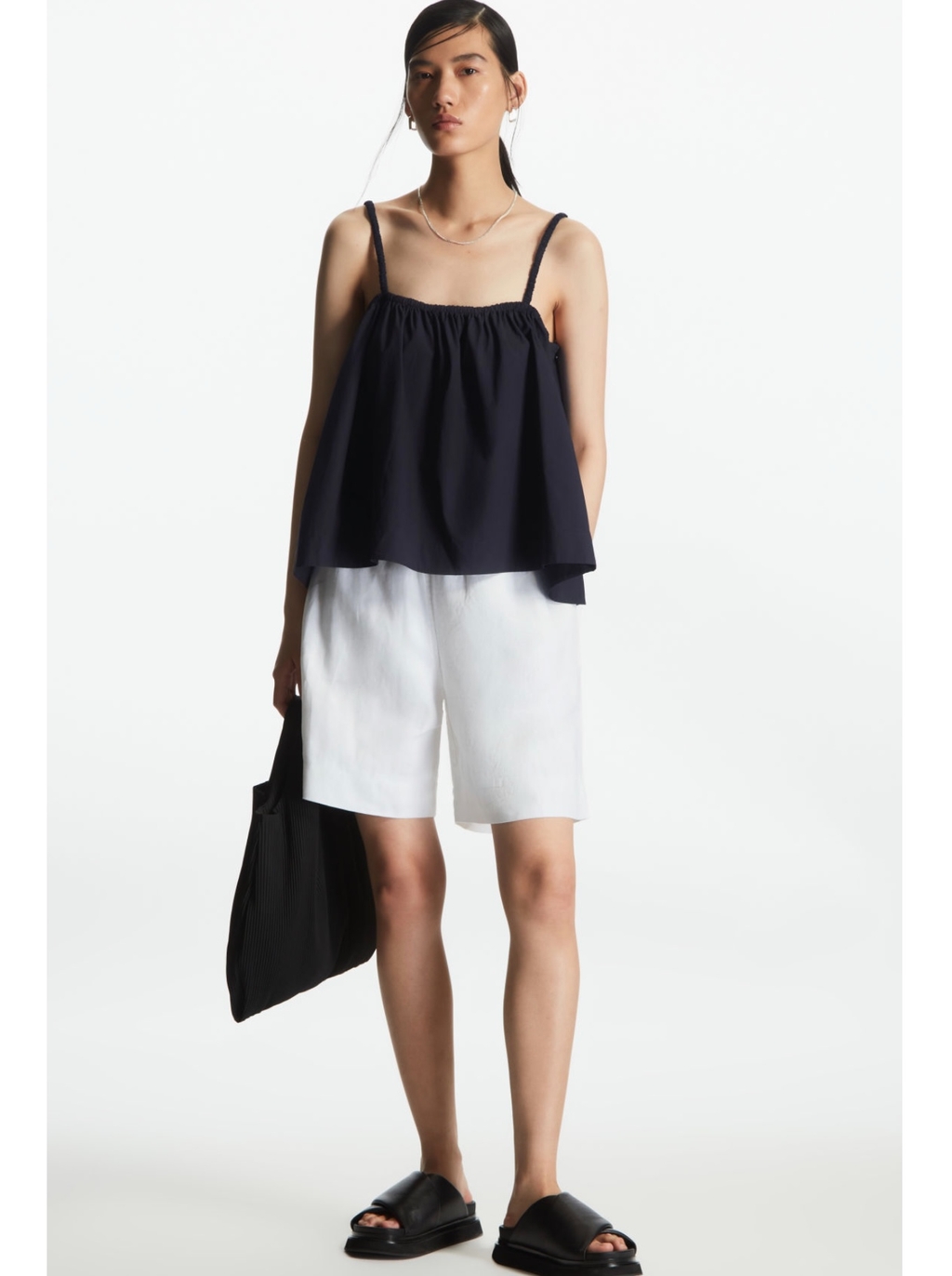 COS 코스 여자 GATHERED POPLIN CAMI TOP.다크 네이비 1085020003 | 상품 상세 | 크로켓