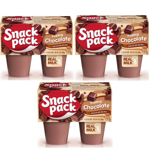 스낵 팩 초콜릿 푸딩 12개세트 Snack Pack Milk Chocolate and Chocolate Fudge/Milk ...