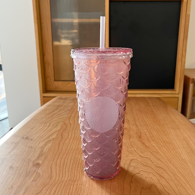 스타벅스 중국 2022 애니버서리MD 인어비늘 지압텀 사이렌로고 글리터 핑크 PP소재 빨대컵 710ml | 상품 상세 | 크로켓