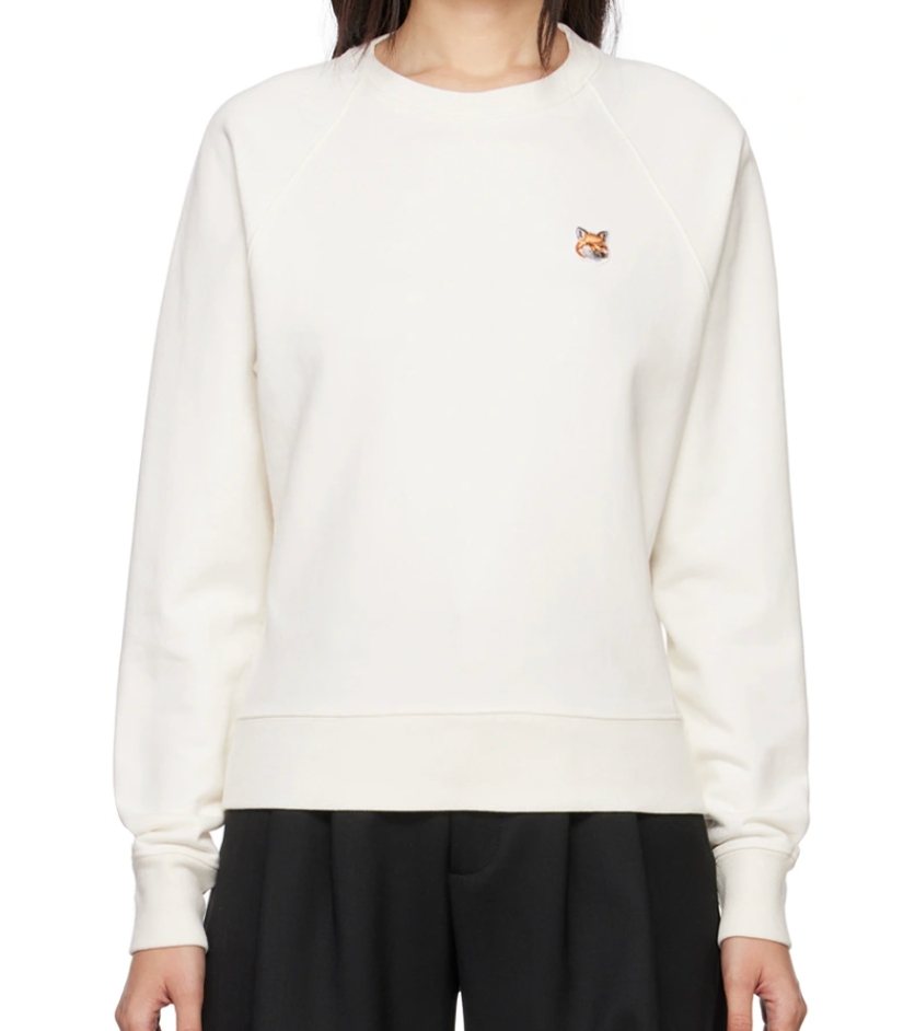 /프라이빗세일54%/ 메종키츠네 오프화이트 Off-White Fox Head Adjusted Sweatshirt 여성 맨투맨 ...